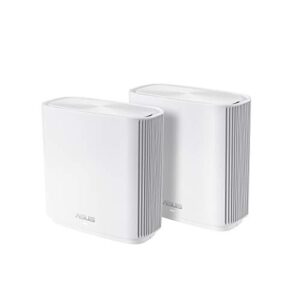 asus zenwifi ac whole-home tri-band mesh system (ct8 2 pack white) coverage up to 5,400 sq.ft, ac3000, wifi, life-time free network security and parental controls, 4x gigabit ports, 3 ssids