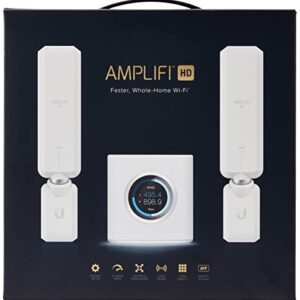 AmpliFi HD WiFi System by Ubiquiti Labs, Seamless Whole Home Wireless Internet Coverage, HD WiFi Router, 2 Mesh Points, 4 Gigabit Ethernet, 1 WAN Port, Ethernet Cable, Replaces Router & WiFi Extenders