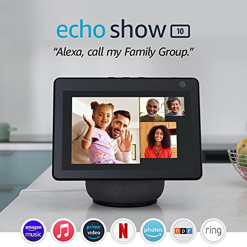 Echo Show 10 (3rd Gen) | HD smart display with motion and Alexa | Charcoal