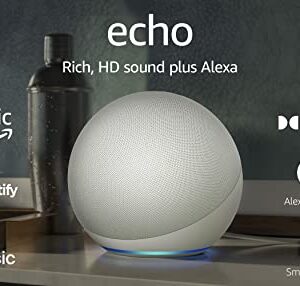 Echo (4th Gen) | With premium sound, smart home hub, and Alexa | Glacier White