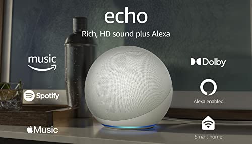 Echo (4th Gen) | With premium sound, smart home hub, and Alexa | Glacier White