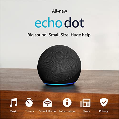 All-New Echo Dot (5th Gen, 2022 release) | Smart speaker with Alexa | Charcoal