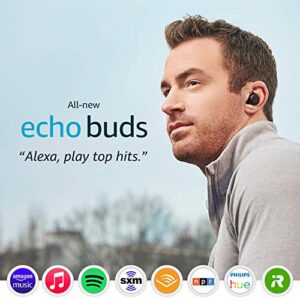 Echo Buds (2nd Gen) | True wireless earbuds with active noise cancellation and Alexa | Black