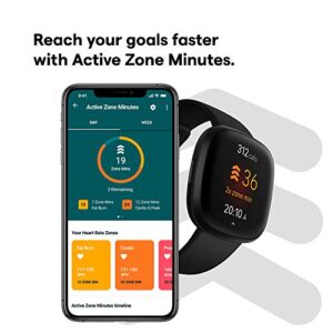 Fitbit Versa 3 Health & Fitness Smartwatch with GPS, 24/7 Heart Rate, Alexa Built-in, 6+ Days Battery, Black/Black, One Size (S & L Bands Included)