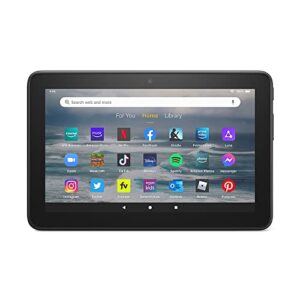 Amazon Fire 7 tablet, 7” display, 16 GB, 10 hours battery life, light and portable for entertainment at home or on-the-go, (2022 release), Black