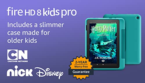 All-new Amazon Fire HD 8 Kids Pro tablet, 8" HD display, ages 6-12, 30% faster processor, 13 hours battery life, Kid-Friendly Case, 32 GB, (2022 release), Hello Teal