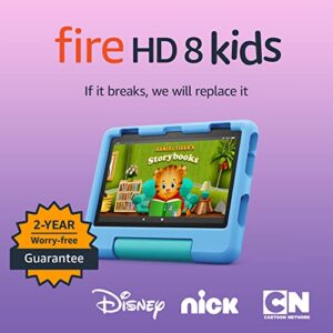 All-new Amazon Fire HD 8 Kids tablet, 8" HD display, ages 3-7, includes 2-year worry-free guarantee, Kid-Proof Case, 32 GB, (2022 release), Blue