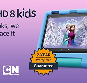 All-new Amazon Fire HD 8 Kids tablet, 8" HD display, ages 3-7, includes 2-year worry-free guarantee, Kid-Proof Case, 32 GB, (2022 release), Blue