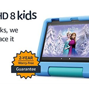 All-new Amazon Fire HD 8 Kids tablet, 8" HD display, ages 3-7, includes 2-year worry-free guarantee, Kid-Proof Case, 32 GB, (2022 release), Blue