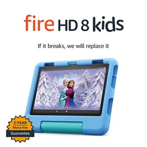 All-new Amazon Fire HD 8 Kids tablet, 8" HD display, ages 3-7, includes 2-year worry-free guarantee, Kid-Proof Case, 32 GB, (2022 release), Blue