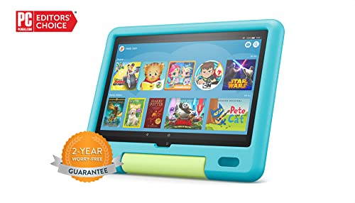 Amazon Fire HD 10 Kids tablet, 10.1", 1080p Full HD, ages 3–7, 32 GB, Aquamarine