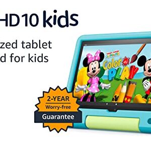 Amazon Fire HD 10 Kids tablet, 10.1", 1080p Full HD, ages 3–7, 32 GB, Aquamarine