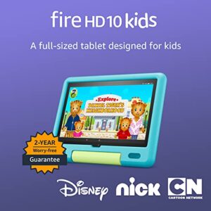 Amazon Fire HD 10 Kids tablet, 10.1", 1080p Full HD, ages 3–7, 32 GB, Aquamarine