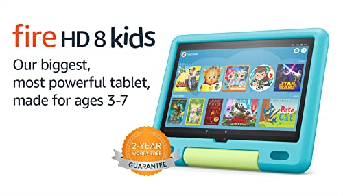 Amazon Fire HD 10 Kids tablet, 10.1", 1080p Full HD, ages 3–7, 32 GB, Aquamarine