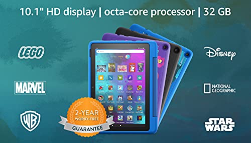 Amazon Fire HD 10 Kids Pro tablet, 10.1", 1080p Full HD, ages 6–12, 32 GB, (2021 release), named"Best Tablet for Big Kids" by Good Housekeeping, Doodle