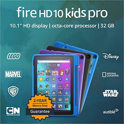 Amazon Fire HD 10 Kids Pro tablet, 10.1", 1080p Full HD, ages 6–12, 32 GB, (2021 release), named"Best Tablet for Big Kids" by Good Housekeeping, Doodle