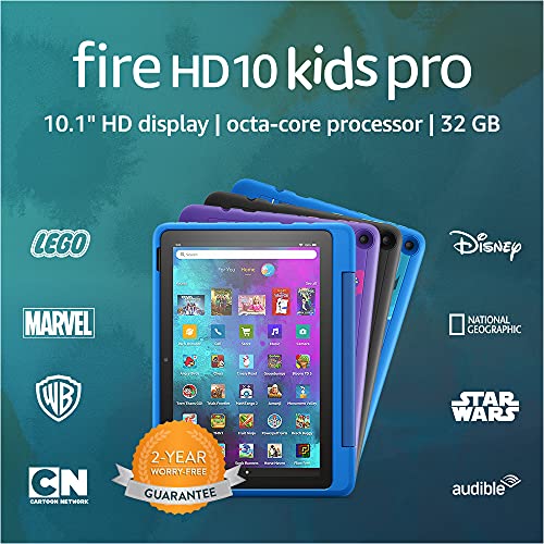 Amazon Fire HD 10 Kids Pro tablet, 10.1", 1080p Full HD, ages 6–12, 32 GB, (2021 release), named"Best Tablet for Big Kids" by Good Housekeeping, (2021 release), Sky Blue