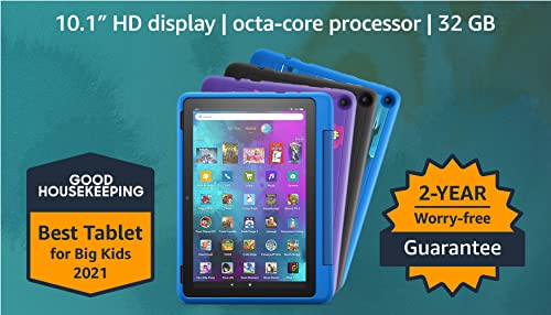 Amazon Fire HD 10 Kids Pro tablet, 10.1", 1080p Full HD, ages 6–12, 32 GB, (2021 release), named"Best Tablet for Big Kids" by Good Housekeeping, (2021 release), Sky Blue