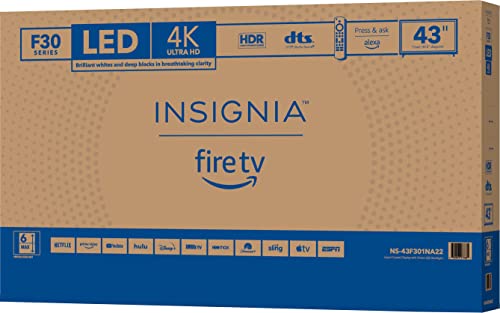 INSIGNIA 43-inch Class F30 Series LED 4K UHD Smart Fire TV (NS-43F301NA22, 2021 Model)