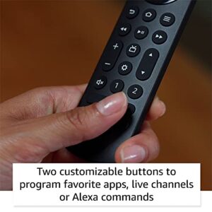 Introducing Alexa Voice Remote Pro, includes remote finder, TV controls, backlit buttons, requires compatible Fire TV device