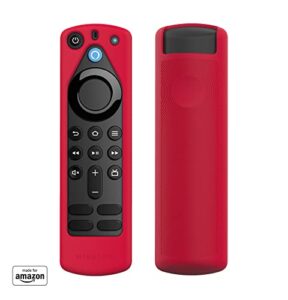 made for amazon remote cover case, for alexa voice remote (3rd gen) – red