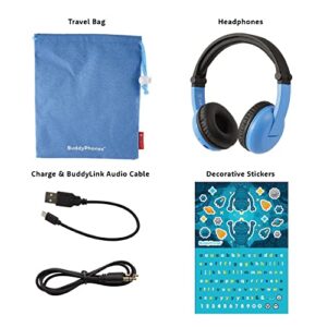 Made for Amazon Volume Limiting Bluetooth BuddyPhones, PlayTime in Blue. Ages (3-7)