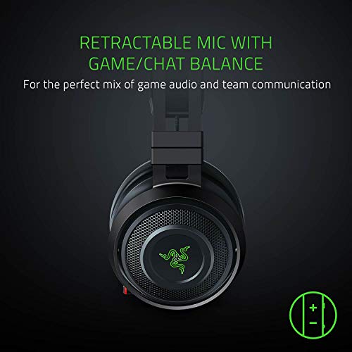 Razer Nari Ultimate Wireless 7.1 Surround Sound Gaming Headset: THX Audio & Haptic Feedback - Auto-Adjust Headband - Chroma RGB - Retractable Mic - For PC, PS4, PS5 - Black