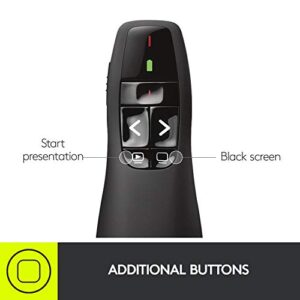 Logitech Wireless Presenter R400, Wireless Presentation Remote Clicker with Laser Pointer