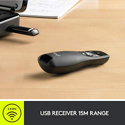 Logitech Wireless Presenter R400, Wireless Presentation Remote Clicker with Laser Pointer