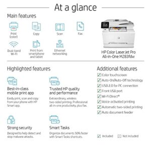 HP Color LaserJet Pro M283fdw Wireless All-in-One Laser Printer, Remote Mobile Print, Scan & Copy, Duplex Printing, Works with Alexa (7KW75A)