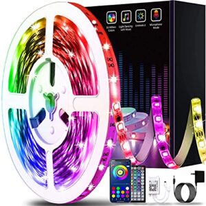 keepsmile 50ft led lights for bedroom, app control music sync color changing led light strips led strip lights with remote for room home decoration