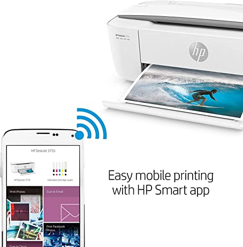 HP DeskJet 3755 Compact All-in-One Wireless Printer, HP Instant Ink, Works with Alexa - Stone Accent (J9V91A)