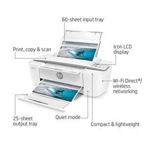 HP DeskJet 3755 Compact All-in-One Wireless Printer, HP Instant Ink, Works with Alexa - Stone Accent (J9V91A)