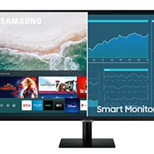 SAMSUNG M5 Series 32-Inch FHD 1080p Smart Monitor & Streaming TV (Tuner-Free), Netflix, HBO, Prime Video, & More, Apple Airplay, Bluetooth, Built-in Speakers, Remote Included (LS32AM500NNXZA)