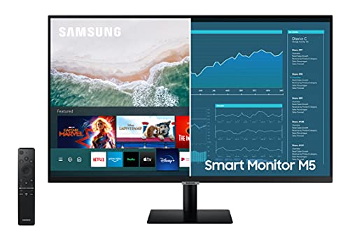 SAMSUNG M5 Series 32-Inch FHD 1080p Smart Monitor & Streaming TV (Tuner-Free), Netflix, HBO, Prime Video, & More, Apple Airplay, Bluetooth, Built-in Speakers, Remote Included (LS32AM500NNXZA)