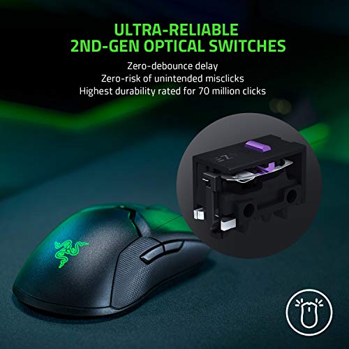 Razer Viper Ultimate Hyperspeed Lightweight Wireless Gaming Mouse & RGB Charging Dock: Fastest Gaming Mouse Switch - 20K DPI Optical Sensor - Chroma Lighting - 8 Programmable Buttons - 70 Hr Battery