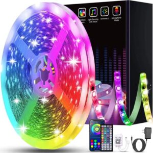 50ft led strip lights smart sync music led lights for bedroom home decoration, app control