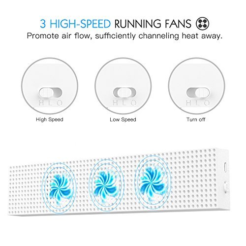 MoKo Xbox One S Cooling Fan, Built-in 3 High Speed Fans, 2-Port USB Charing & Data Syncing, L/H Fan Speed Switch for Xbox One S Gaming Console, White