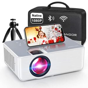 1080p hd projector, wifi projector bluetooth projector, fangor 230″ portable movie projector with tripod, home theater video projector compatible with hdmi, vga, usb, laptop, ios & android smartphone