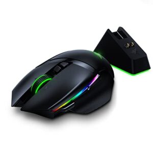 razer basilisk ultimate hyperspeed wireless gaming mouse w/ charging dock: fastest gaming mouse switch – 20k dpi optical sensor – chroma rgb – 11 programmable buttons – 100 hr battery – classic black