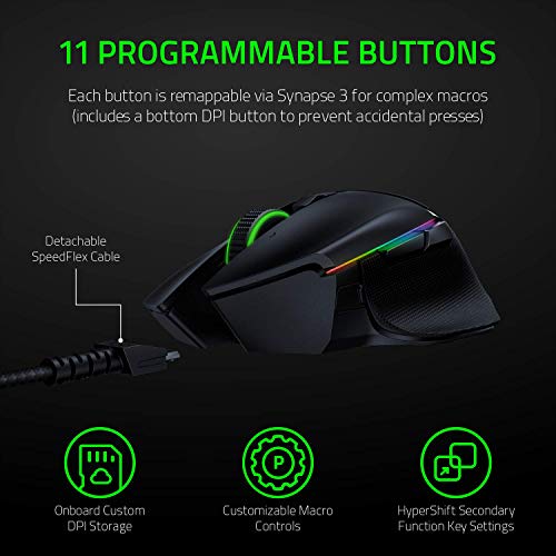 Razer Basilisk Ultimate HyperSpeed Wireless Gaming Mouse w/ Charging Dock: Fastest Gaming Mouse Switch - 20K DPI Optical Sensor - Chroma RGB - 11 Programmable Buttons - 100 Hr Battery - Classic Black