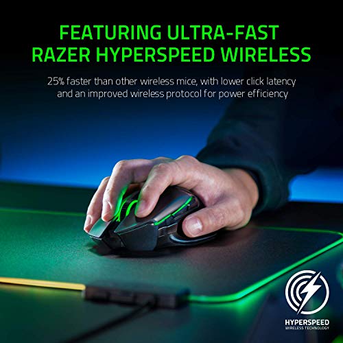 Razer Basilisk Ultimate HyperSpeed Wireless Gaming Mouse w/ Charging Dock: Fastest Gaming Mouse Switch - 20K DPI Optical Sensor - Chroma RGB - 11 Programmable Buttons - 100 Hr Battery - Classic Black