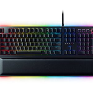 Razer Huntsman Elite Gaming Keyboard: Fast Keyboard Switches - Linear Optical Switches - Chroma RGB Lighting - Magnetic Plush Wrist Rest - Dedicated Media Keys & Dial - Classic Black