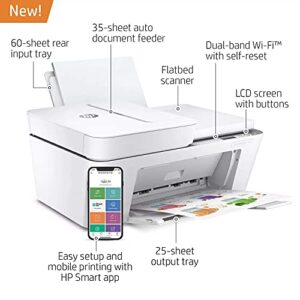 HP DeskJet Plus 4158 All-in-One Wireless Printer, Scan, Copy, Instant Ink Ready, 7FS76A (Renewed)