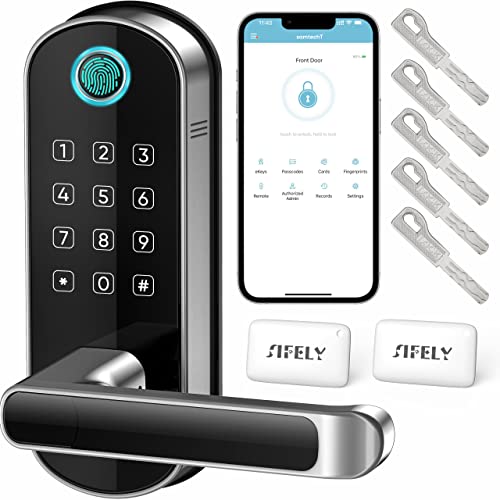 Smart Lock, Keyless Entry Door Lock, Fingerprint Door Lock, Digital Door Lock, Smart Lock for Front Door, Bluetooth Electronic Door Lock (Powered by Sifely)