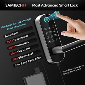 Smart Lock, Keyless Entry Door Lock, Fingerprint Door Lock, Digital Door Lock, Smart Lock for Front Door, Bluetooth Electronic Door Lock (Powered by Sifely)