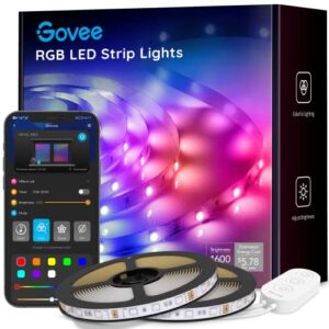 govee led strip lights 100ft, led lights for bedroom, wifi rgb led lights work with alexa and google assistant, 64 modes and music sync, strip lights for indoor, party, decoration, 2 rolls of 50ft