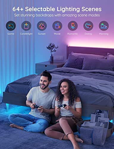 Govee LED Strip Lights 100ft, LED Lights for Bedroom, WiFi RGB LED Lights Work with Alexa and Google Assistant, 64 Modes and Music Sync, Strip Lights for Indoor, Party, Decoration, 2 Rolls of 50ft