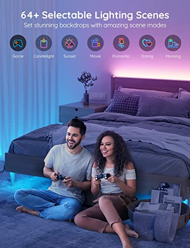 Govee Smart LED Strip Lights, 50ft WiFi RGB LED Lights, Works with Alexa and Google Assistant, DIY Mode and Music Sync Strip Lights for Bedroom, Living Room, Kitchen (No Remote Include)