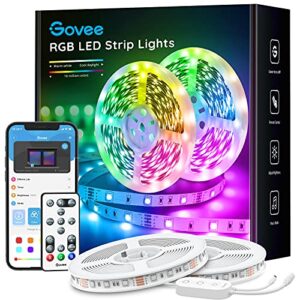 govee smart led strip lights, 32.8ft wifi led light strip with app and remote control, works with alexa and google assistant, music sync lights for bedroom, kitchen, tv, party ( 2 rolls of 16.4ft)